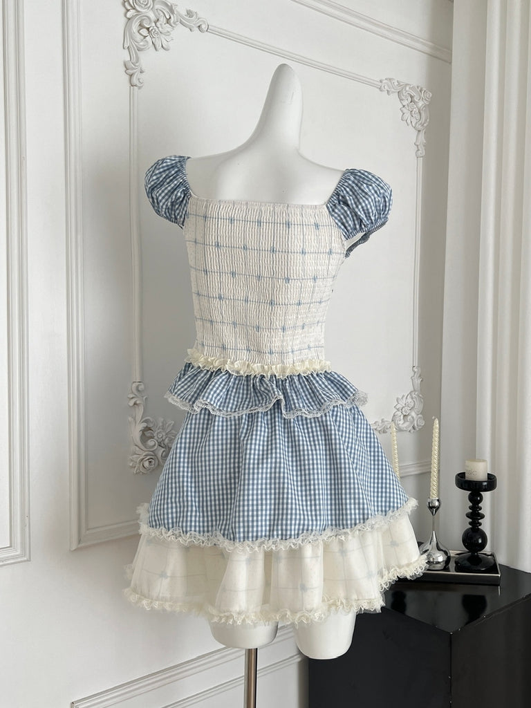 Blue & White Checkered Corset Style Mini Dress – Sassymyprom