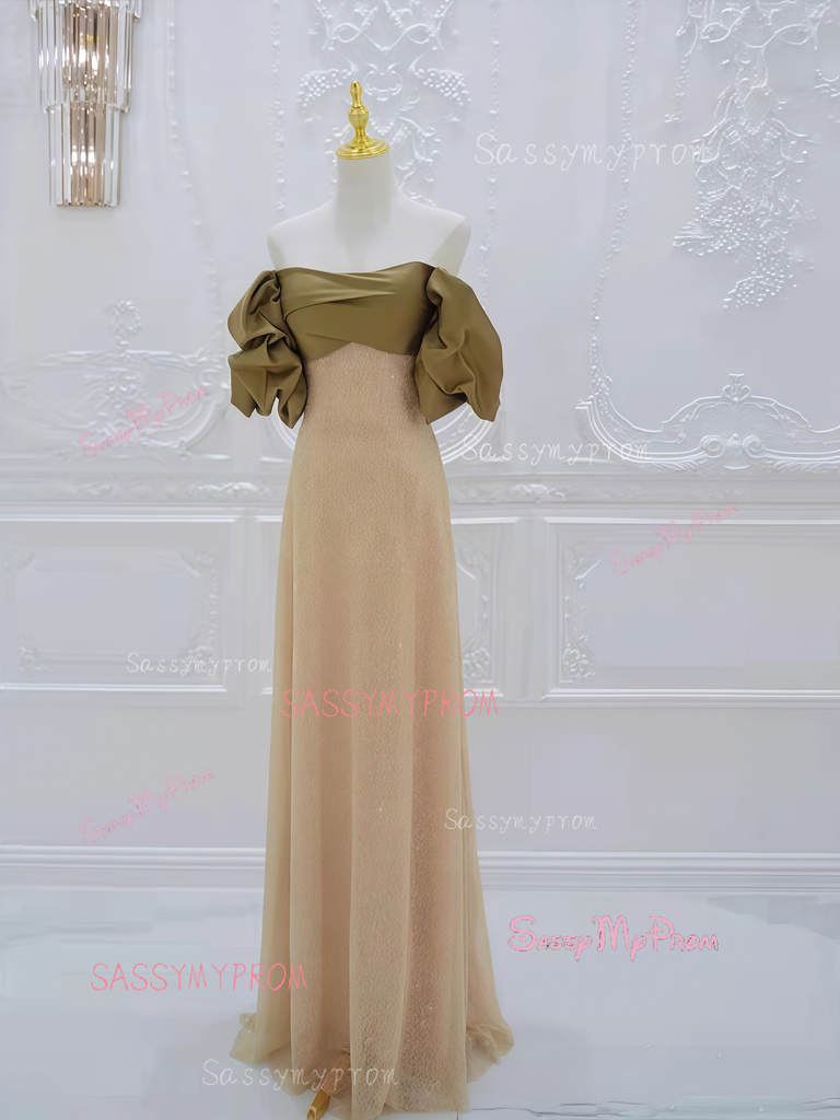 Off The Shoulder Sequin Champagne Prom Dress – Sassymyprom