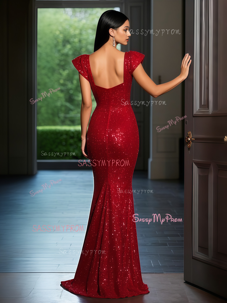 Sweetheart Sequin Burgundy Trumpet Mermaid Prom Dress – Sassymyprom