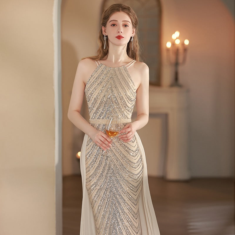 Halter Sequin Trumpet Mermaid Prom Dress – Sassymyprom