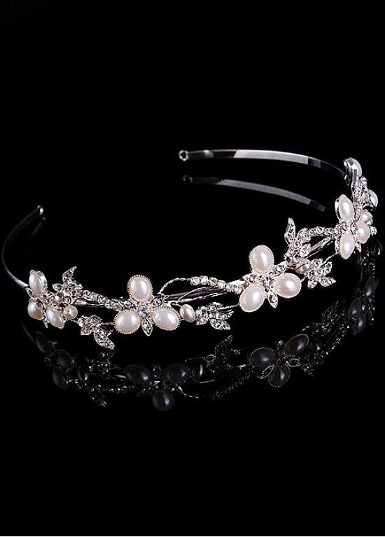 Shimmering Silver Plated Alloy Tiara With Rhinestones & Pearls Cheap ...