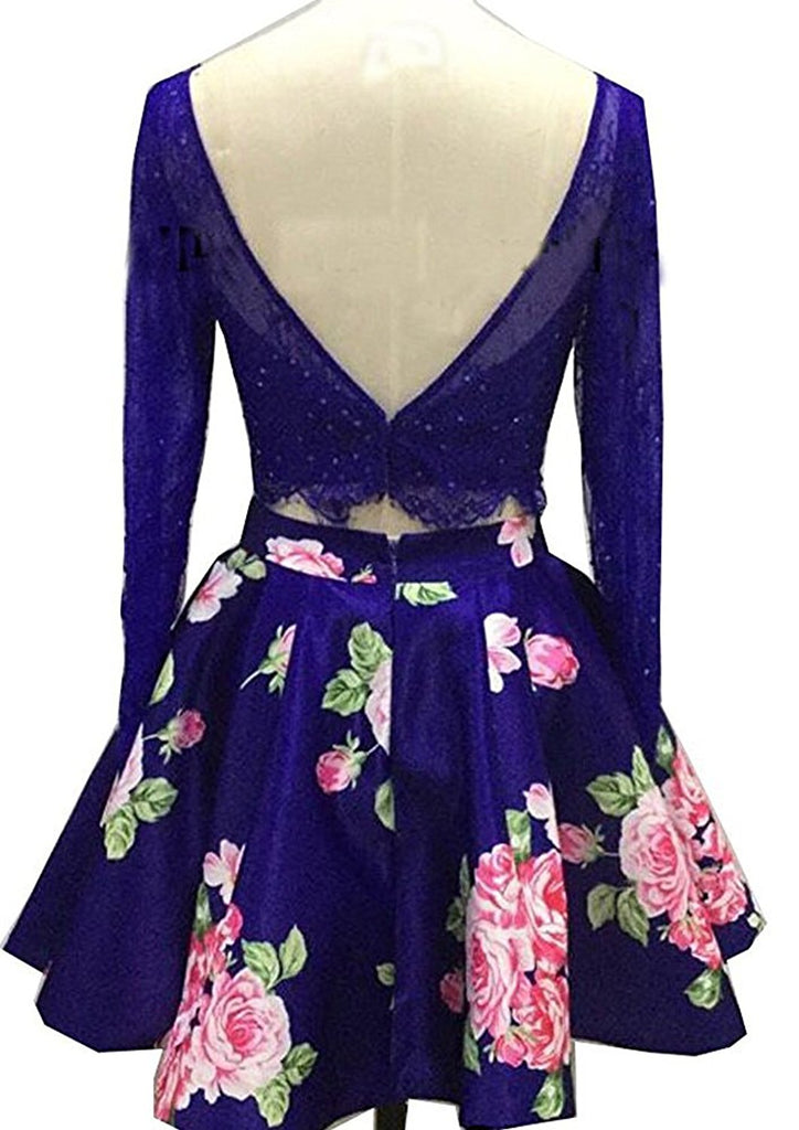 Two Piece Floral Cocktail Party Dress – Sassymyprom
