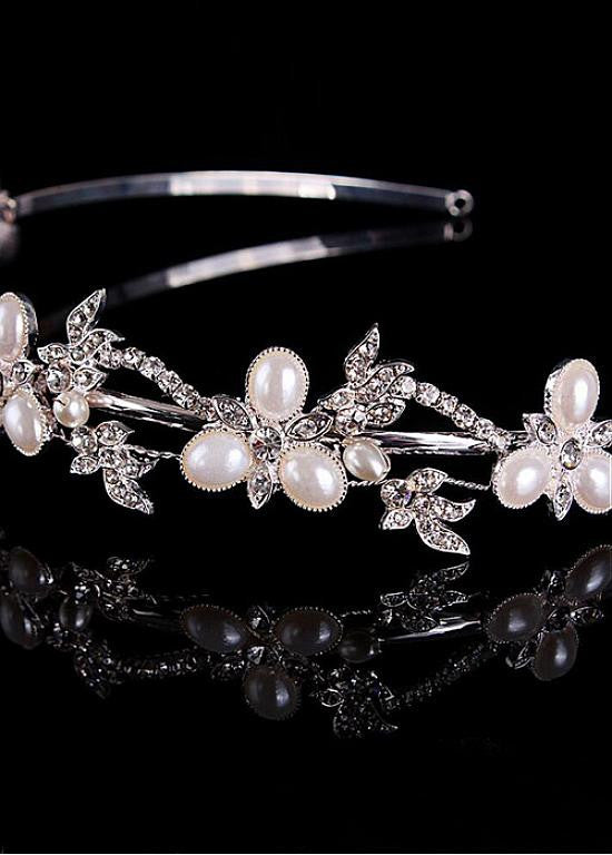 Shimmering Silver Plated Alloy Tiara With Rhinestones & Pearls Cheap ...