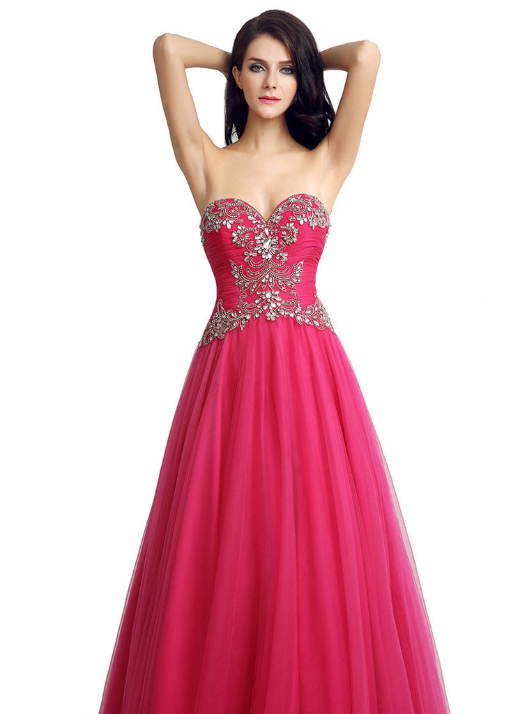 Amazing Tulle Sweetheart Neckline Full-length A-line Prom Dresses With ...