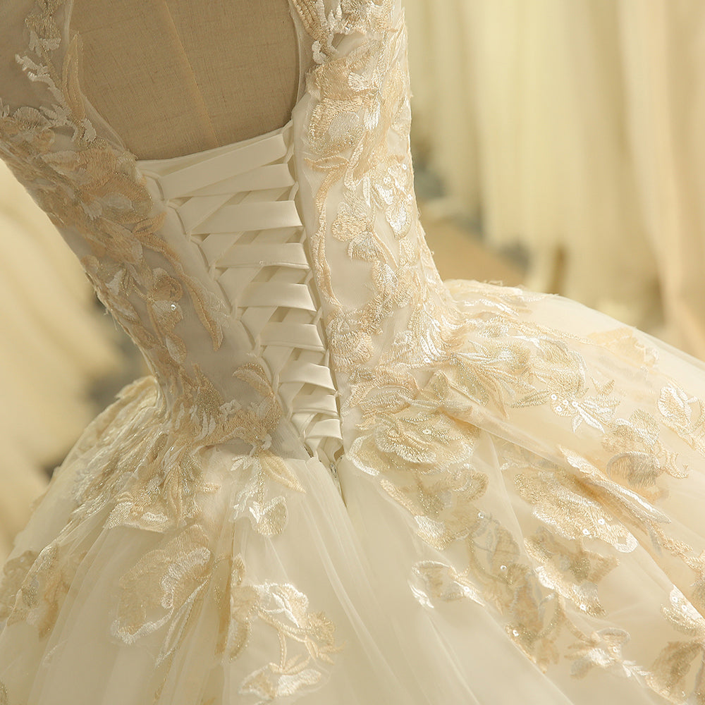 Cut-out Back Cap Sleeve Wedding Dress – Sassymyprom