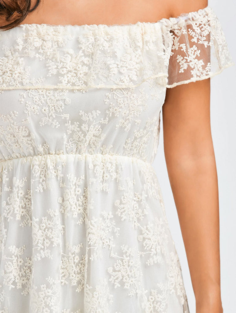 White Off Shoulder Ruffle Lace Wedding Dress Cheap Free Shipping ...