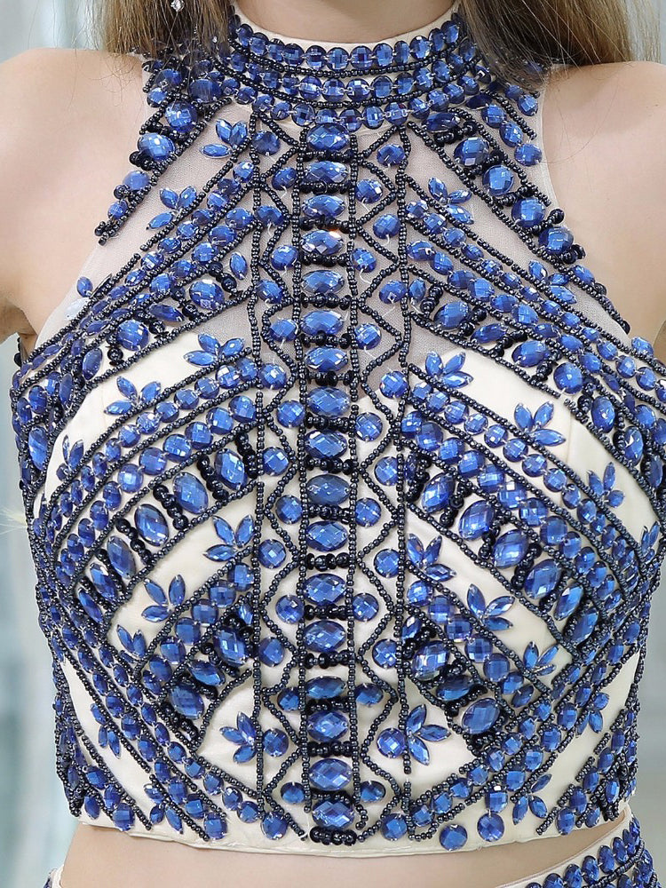 Gary Beading High Neck Two Piece Prom Dress – Sassymyprom